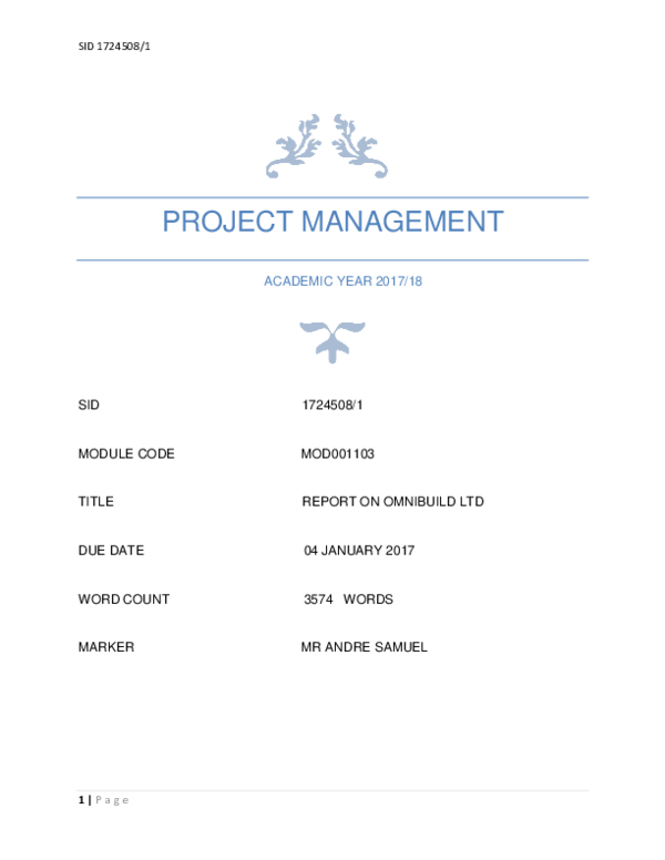 (DOC) PROJECT MANAGEMENT final