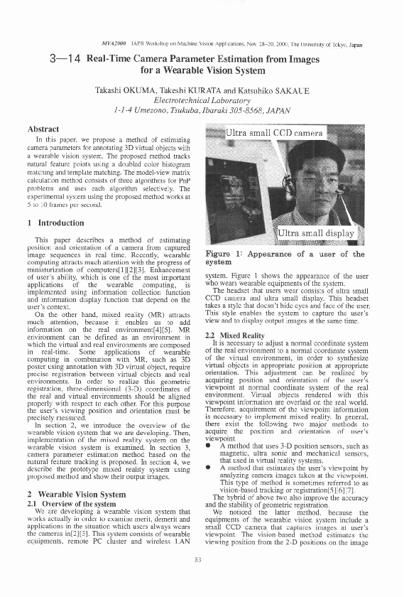 (PDF) Real-Time Camera Parameter Estimation from Images for a Wearable ...