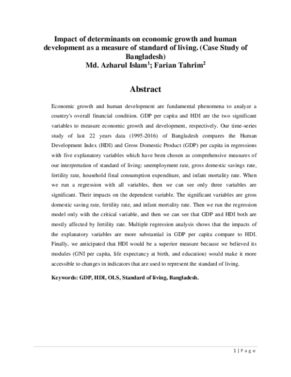 (DOC) Impact of determinants on economic growth and human development ...