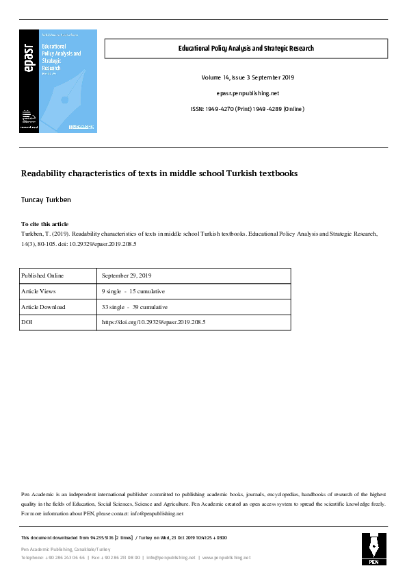 (PDF) Educational Policy Analysis and Strategic Research Readability ...