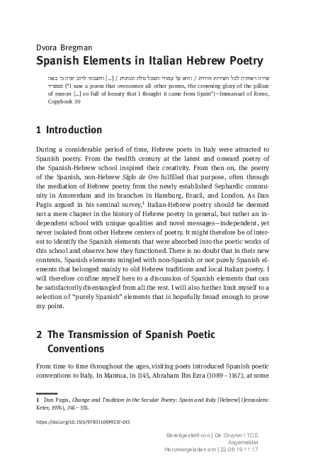 (PDF) Spanish Elements in Italian Hebrew Poetry