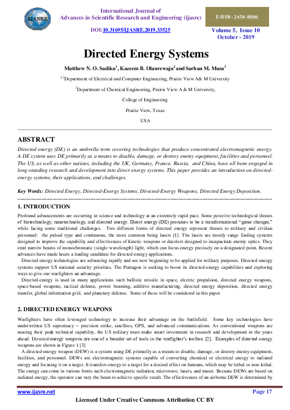 (PDF) Directed Energy Systems