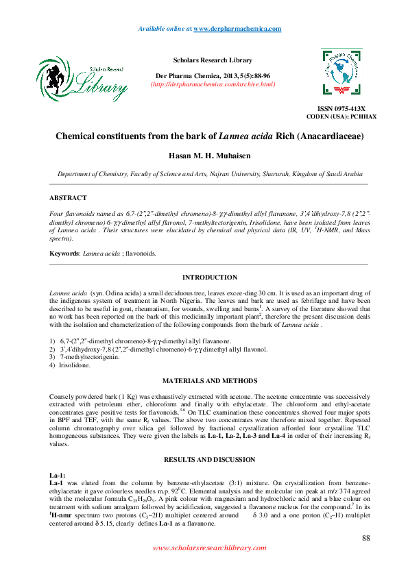 (PDF) Chemical constituents from the bark of Lannea acida Rich ...