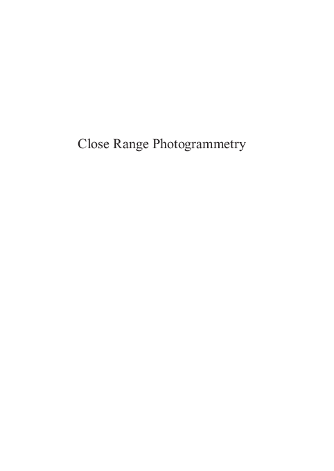 (PDF) Close Range Photogrammetry