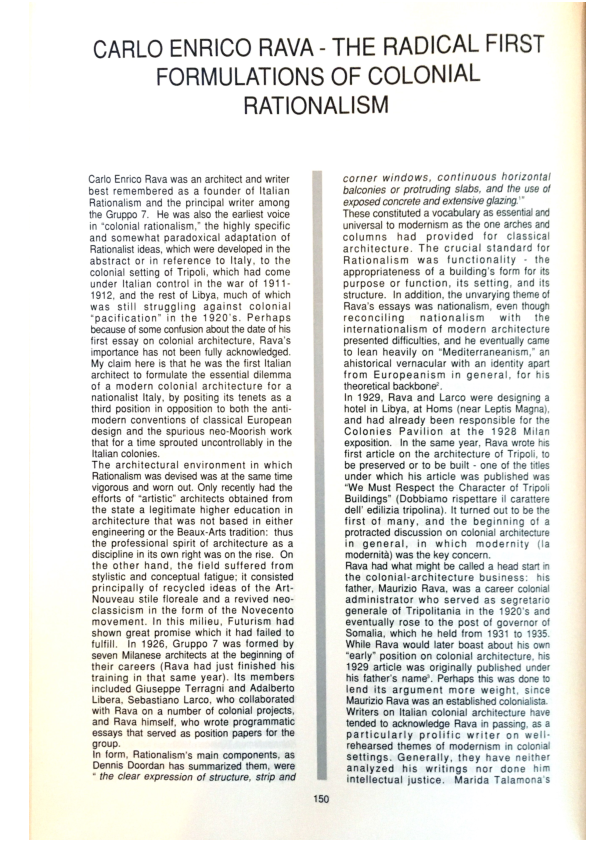 (PDF) Carlo Enrico Rava: The Radical First Formulations of Colonial ...