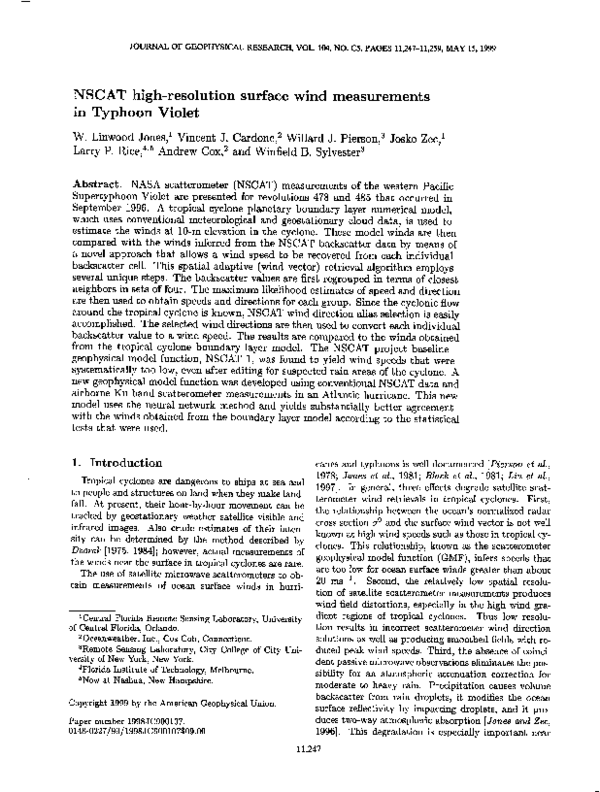 (PDF) NSCAT high-resolution surface wind measurements in Typhoon Violet