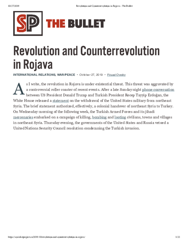 (PDF) Revolution and Counterrevolution in Rojava