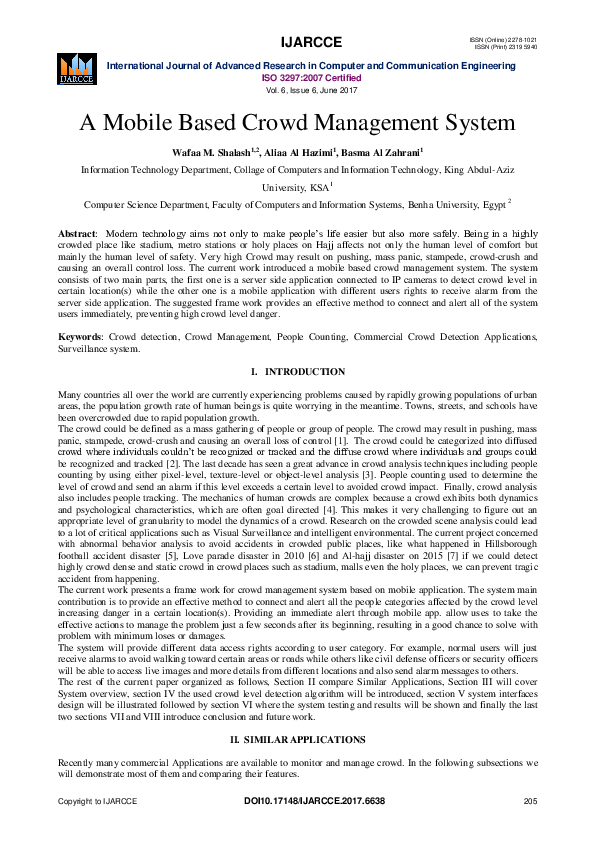 (PDF) A Mobile Based Crowd Management System