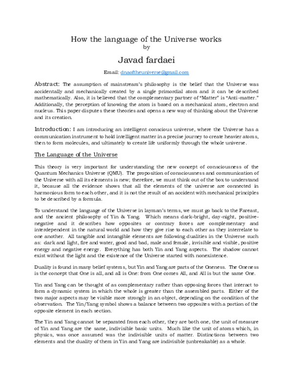 (DOC) How the Language of the Universe works