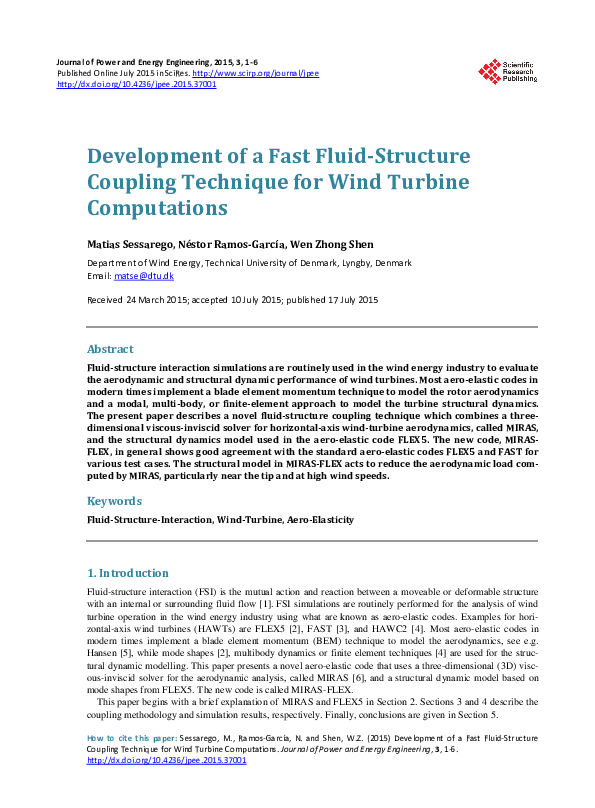 (PDF) Development of a Fast Fluid-Structure Coupling Technique for Wind ...