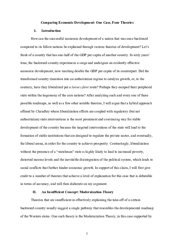 (PDF) Comparing Economic Development - One Case, Four Theories ...