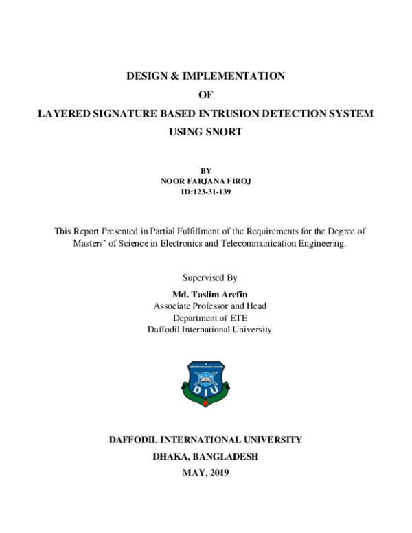 Pdf Design And Implementation Of Layered Signature Based Intrusion Detection System Using Snort