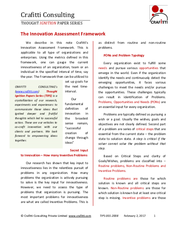 (PDF) The Innovation Assessment Framework
