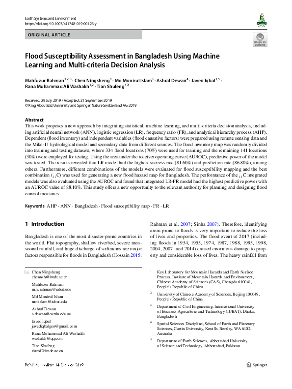 (PDF) Flood Susceptibility Assessment in Bangladesh Using Machine ...