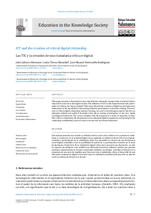 (PDF) Education in the Knowledge Society ICT and the creation of ...