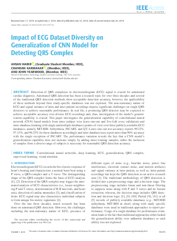 (PDF) Impact of ECG Dataset Diversity on Generalization of CNN Model ...