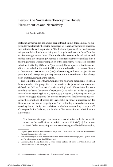 (PDF) Beyond the Normative/Descriptive Divide: Hermeneutics and Narrativity