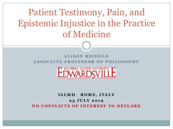 (PPT) Patient Testimony, Pain, and Epistemic Injustice in the Practice ...