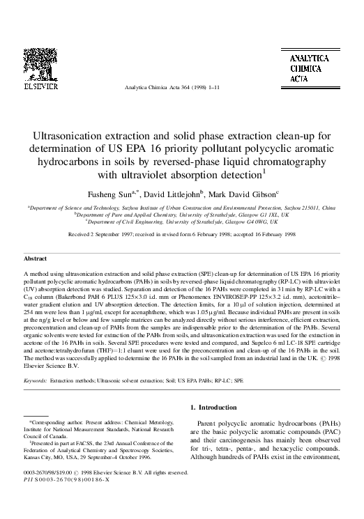 (PDF) Ultrasonication extraction and solid phase extraction clean-up ...