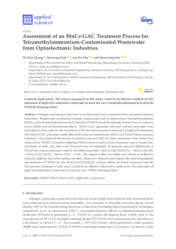 (PDF) Assessment of an MnCe-GAC Treatment Process for ...