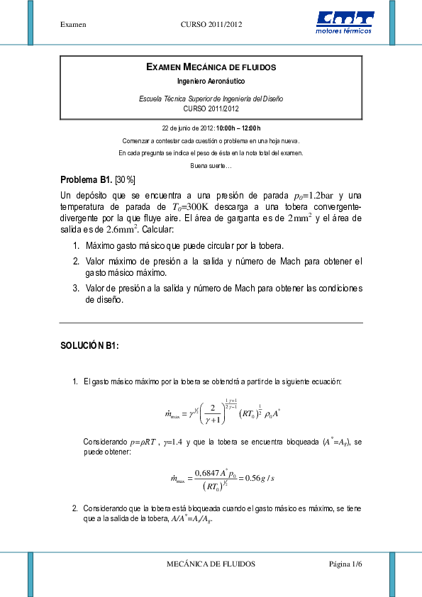 (PDF) EXAMEN MECÁNICA DE FLUIDOS