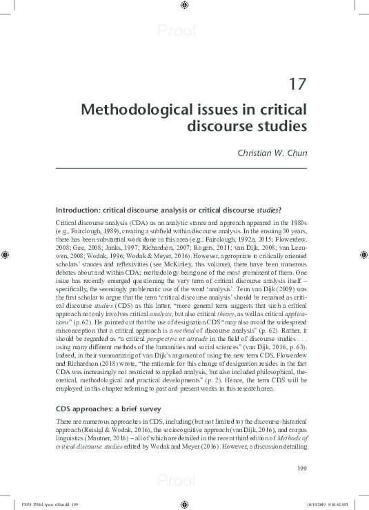 (PDF) Methodological issues in critical discourse studies