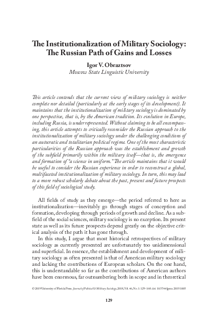 (PDF) The Institutionalization of Military Sociology: The Russian Path ...