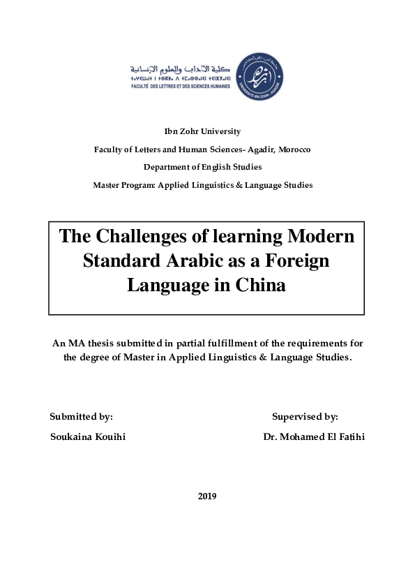 (PDF) The Challenges of learning Modern Standard Arabic as a Foreign ...