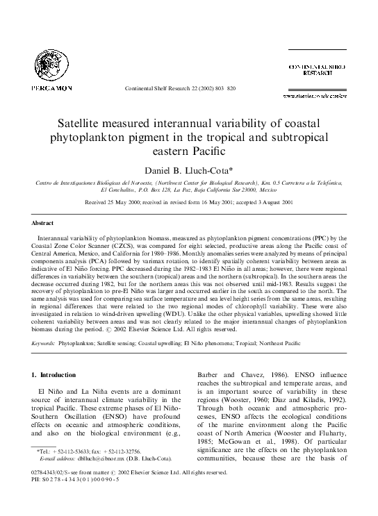 (PDF) Satellite measured interannual variability of coastal ...