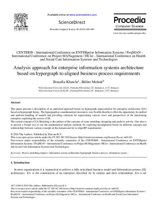 (PDF) Analysis approach for enterprise information systems architecture based on hypergraph to ...