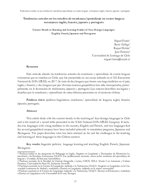 (PDF) Current Trends in Teaching and Learning Studies of Four Foreign ...