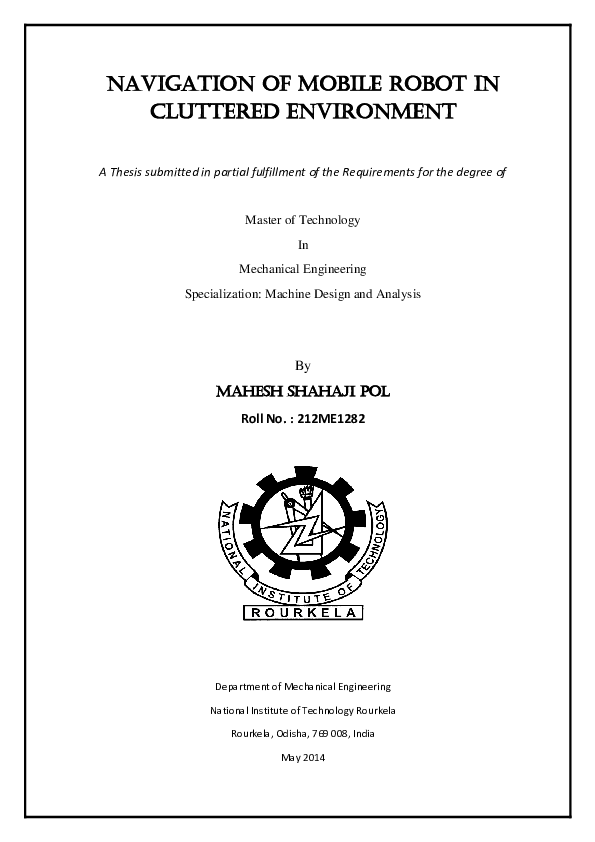 (PDF) Navigation Of mobile robot in cluttered environment