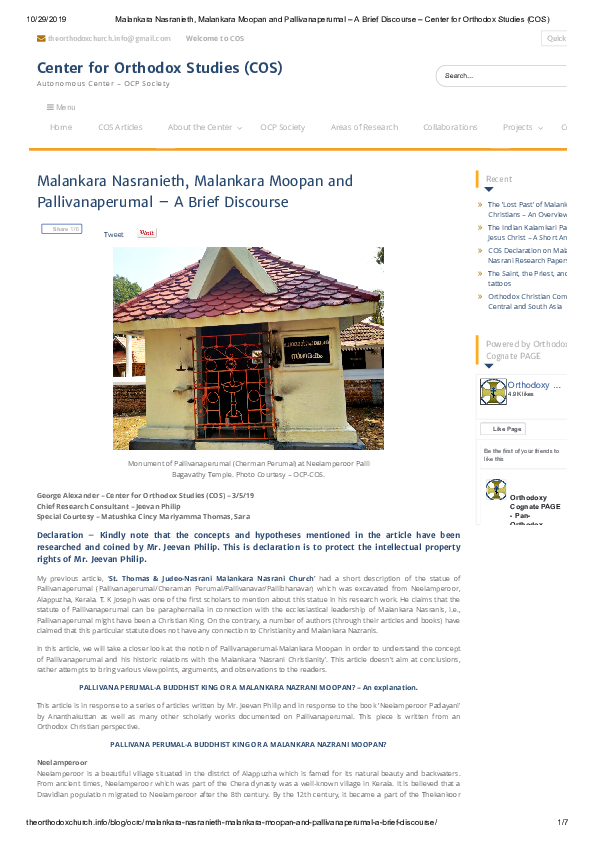 (PDF) Malankara Nasranieth, Malankara Moopan and Pallivanaperumal -A ...