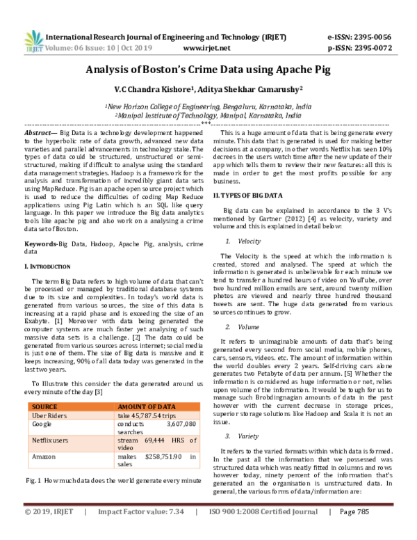 (PDF) IRJET- Analysis of Boston's Crime Data using Apache Pig