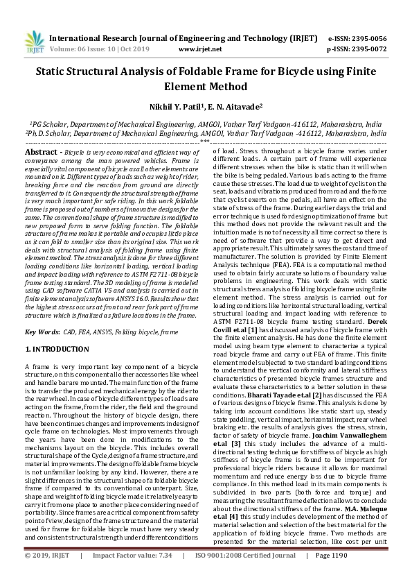 (PDF) IRJET- Static Structural Analysis of Foldable Frame for Bicycle ...
