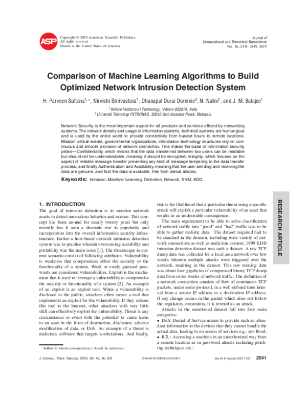 (PDF) Comparison of Machine Learning Algorithms to Build Optimized ...