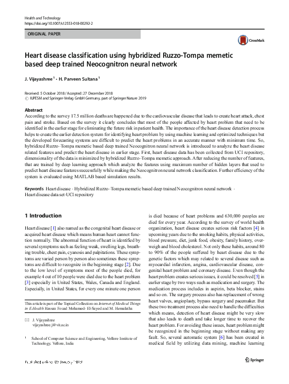 Pdf Heart Disease Classification Using Hybridized Ruzzo Tompa Memetic Based Deep Trained 