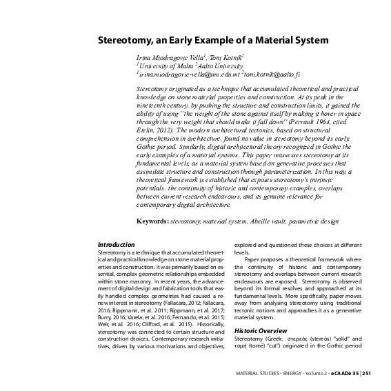 (PDF) Stereotomy, an Early Example of a Material System