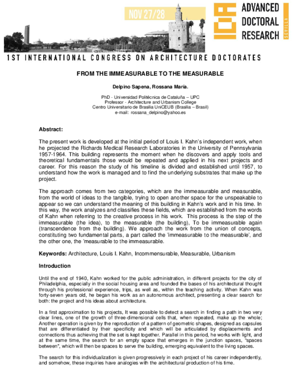 (PDF) FROM THE IMMEASURABLE TO THE MEASURABLE