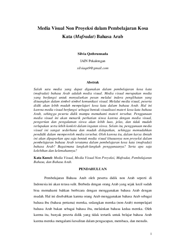 (PDF) Media Visual Non Proyeksi dalam Pembelajaran Kosa Kata (Mufradat ...
