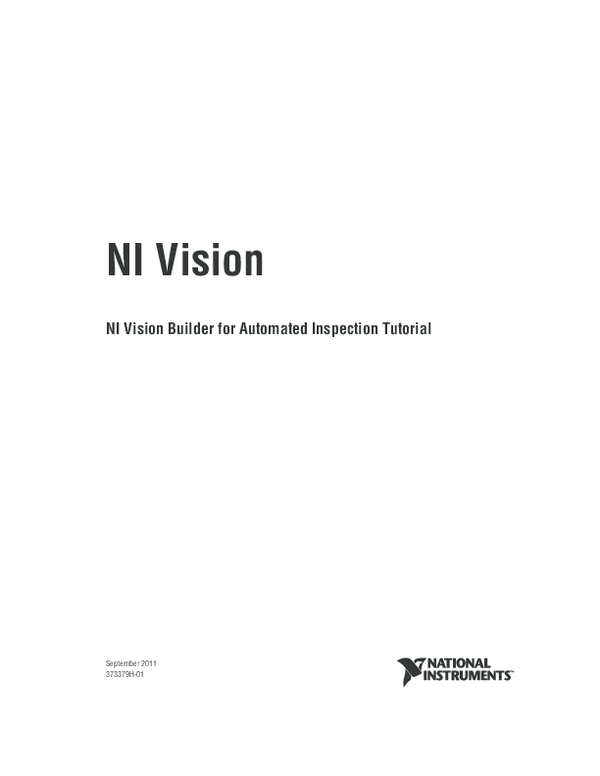 Pdf Ni Vision Ni Vision Builder For Automated Inspection Tutorial Ni Vision Builder For