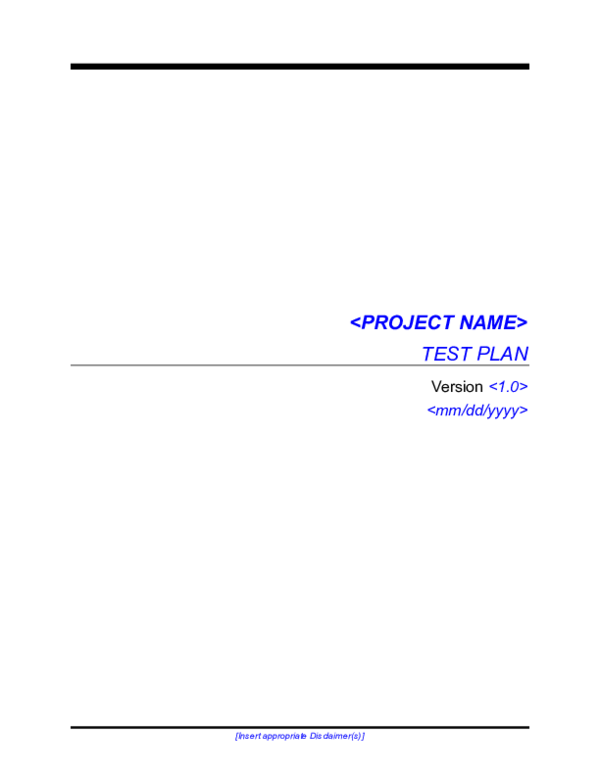 (DOC) Test Plan Template