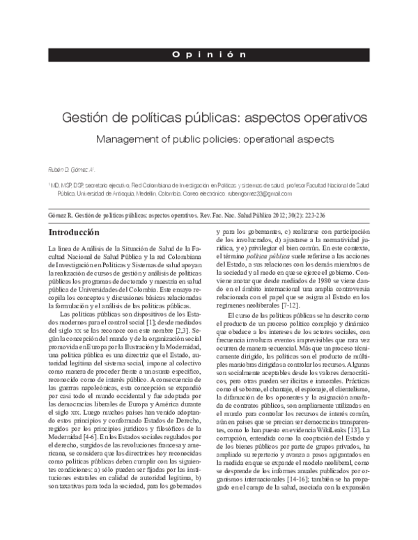 (PDF) Gestión de políticas públicas: aspectos operativos