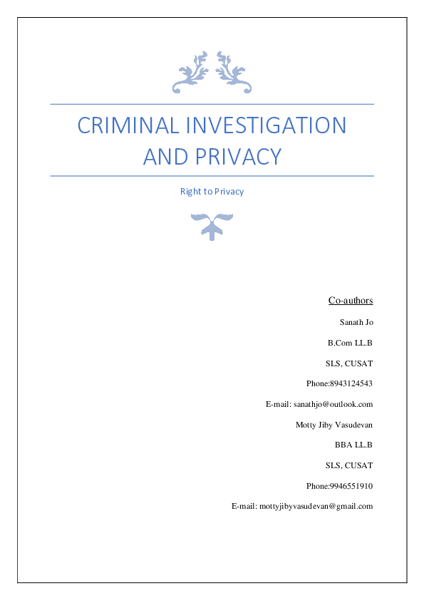 (DOC) Criminal investigation and Right to Privacy