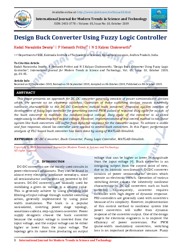 Pdf Design Buck Converter Using Fuzzy Logic Controller