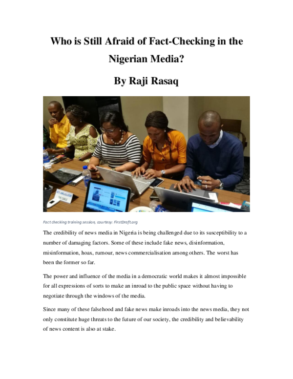 (DOC) Who is Still Afraid of Fact-Checking in the Nigerian Media