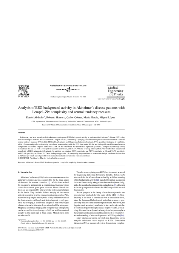 (PDF) Analysis of EEG background activity in Alzheimer's disease ...