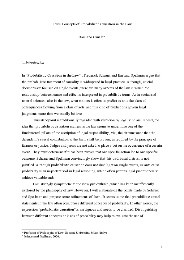 (PDF) Three Concepts of Probabilistic Causation in the Law