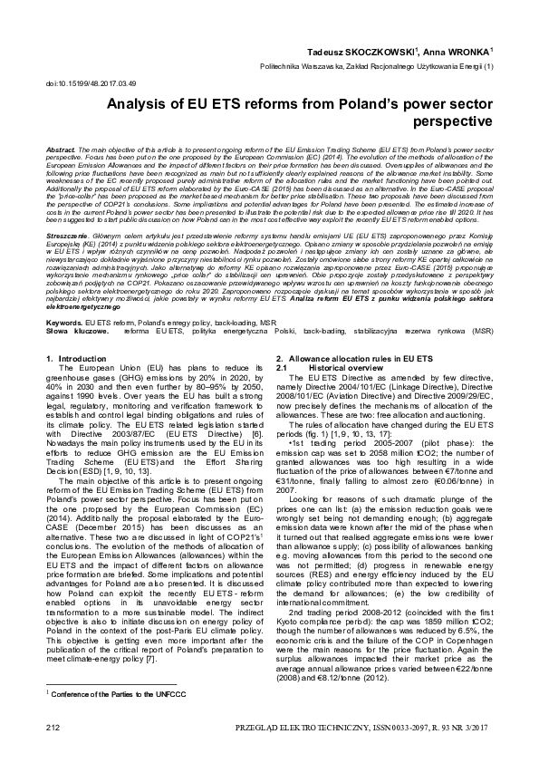 Analysis of EU ETS reforms from Poland's power sector perspective