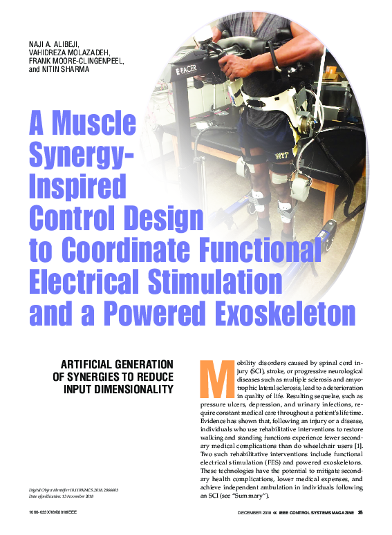 (PDF) A Muscle Synergy- Inspired Control Design to Coordinate ...
